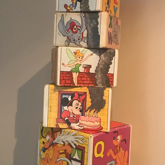 Disney | Toys | Antique Disney Nesting Stacking Blocks Boxes Mickey ...
